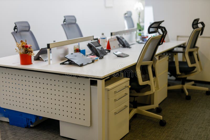 Modern Office, Open Space Workplaces without People Stock Image - Image ...