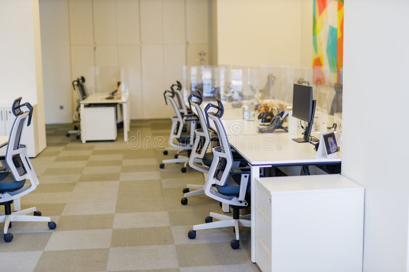 Modern Office, Open Space Workplaces without People Stock Image - Image ...