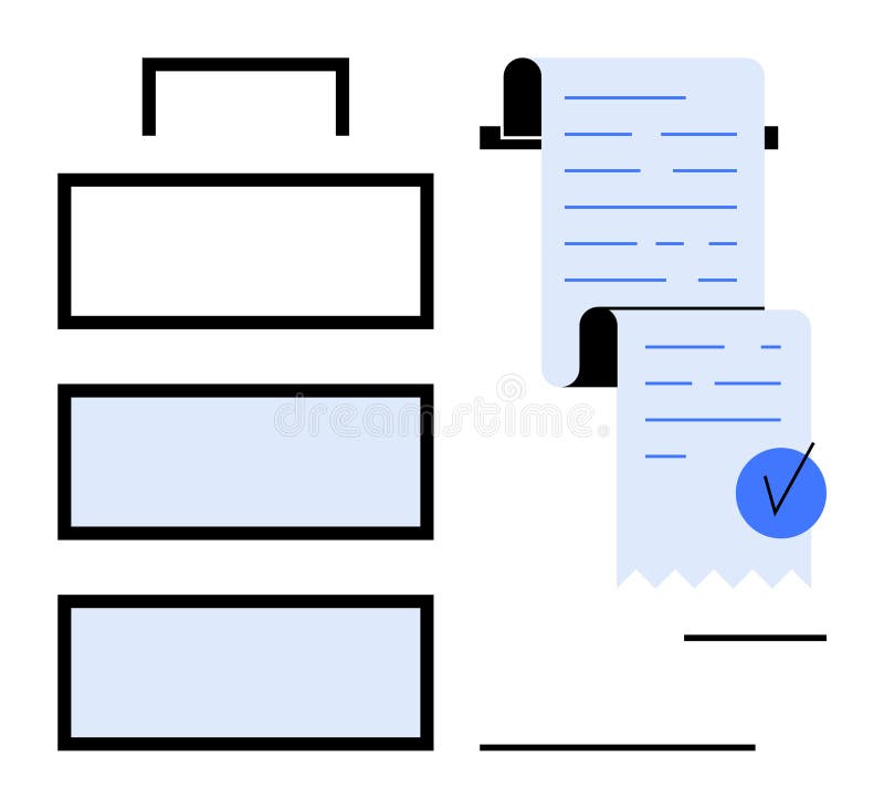 Modern Office Organization with Documents and Checklist Stock Vector ...