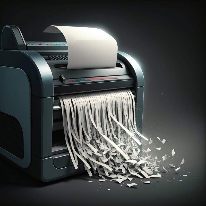 A Modern Office Paper Shredder Destroying a Blank Sheet of Paper Stock ...