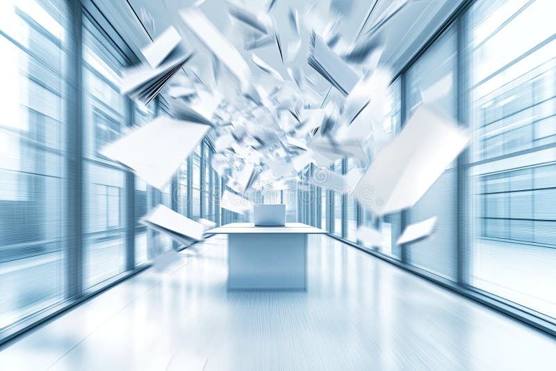 AI-Generated Office Chaos stock illustration. Illustration of blur ...