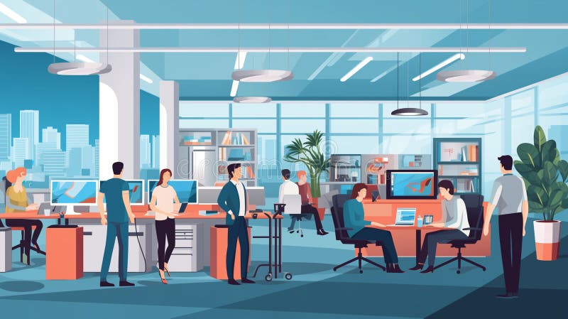 A Modern it Office with People a Beautiful, Technologically Advanced ...