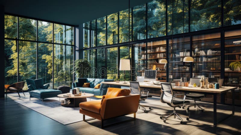 Modern Office with Plants for a Refreshing and Productive Workspace ...