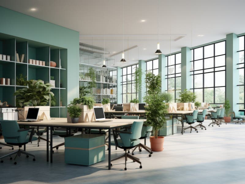 Modern Office with Plants for a Refreshing and Productive Workspace ...