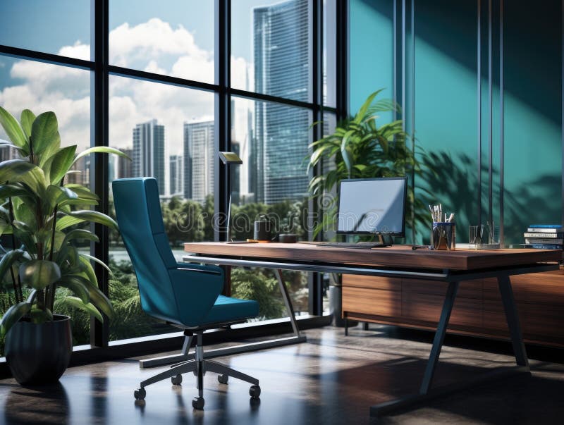 Modern Office with Plants for a Refreshing and Productive Workspace ...