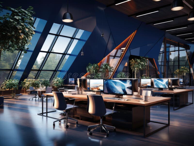 Modern Office with Plants for a Refreshing and Productive Workspace ...