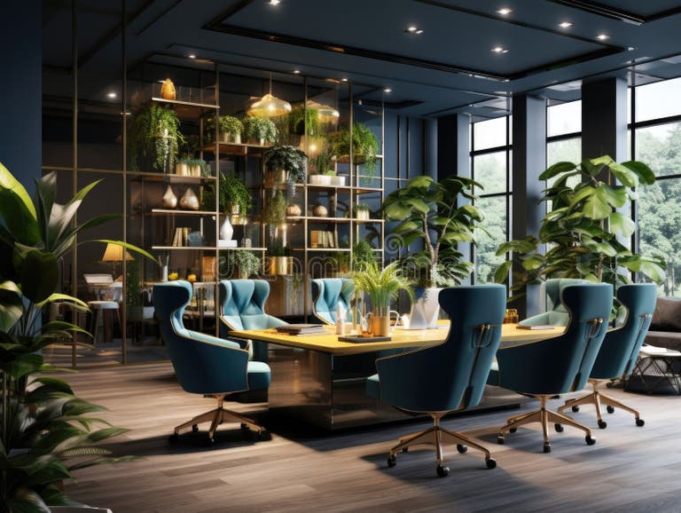 Modern Office with Plants for a Refreshing and Productive Workspace ...
