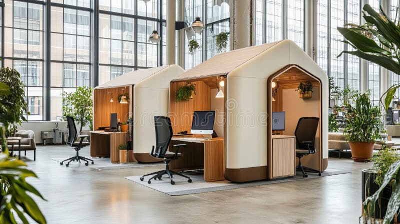 Modern Office Pods, Private Workspaces Stock Photo - Image of design, work: 349057276