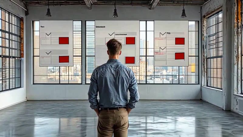 Modern Office Presentation Professional Man Observing City Views ...