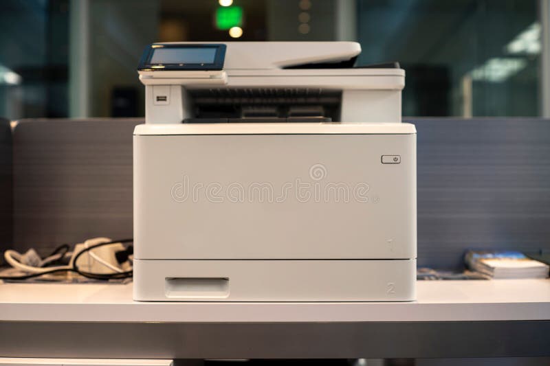Modern Office Printer on a Desk. Stock Photo - Image of equipment ...