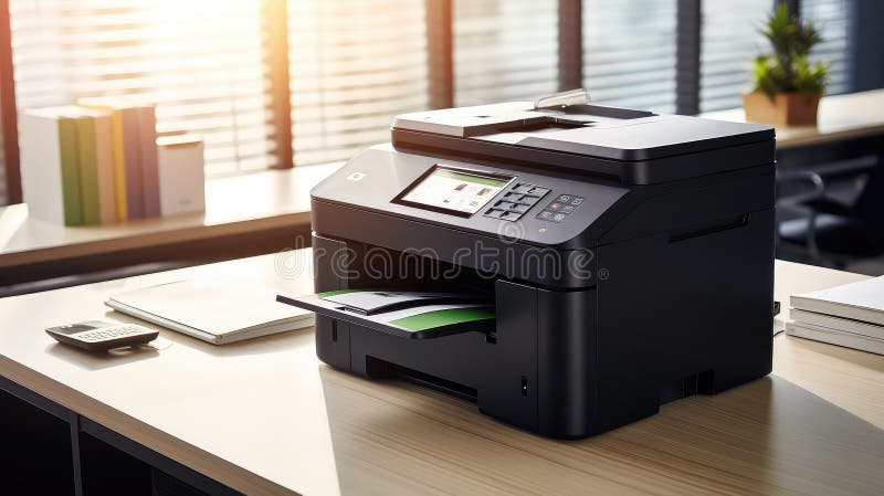 Modern office printer stock illustration. Illustration of tray - 340071617