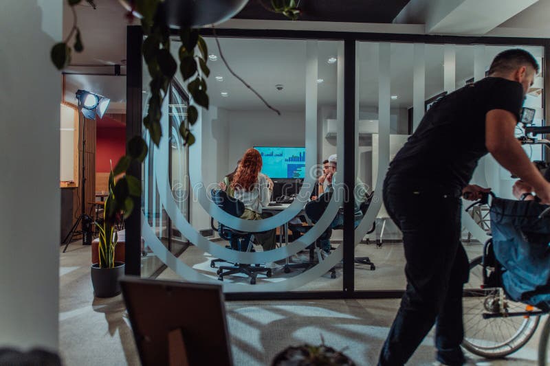 In a Modern Office, a Professional Team of Videographers Captures the ...