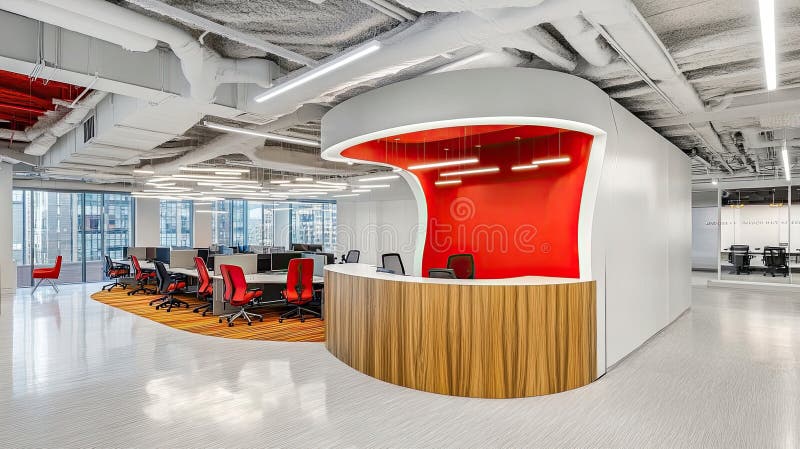 Modern Office Reception Area Design Stock Image - Image of design, area ...