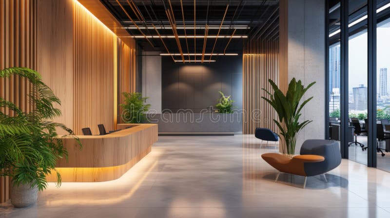 Modern Office Reception Area Design. AI Generated Stock Illustration ...