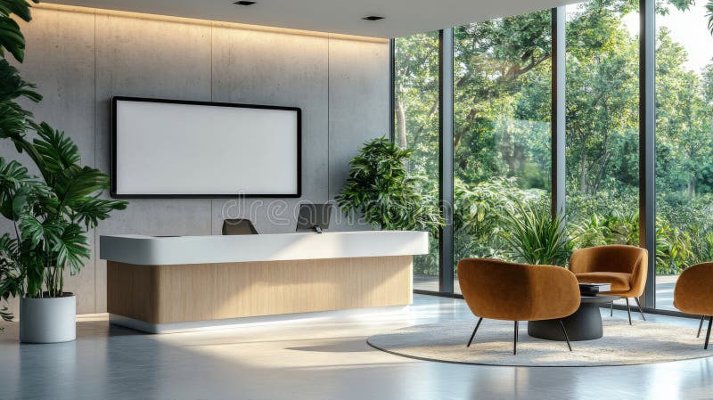 Modern Office Reception Area with Natural Light Stock Illustration ...