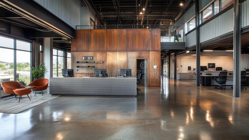 Modern Office Reception Area with Sleek Design and Open Space Stock ...