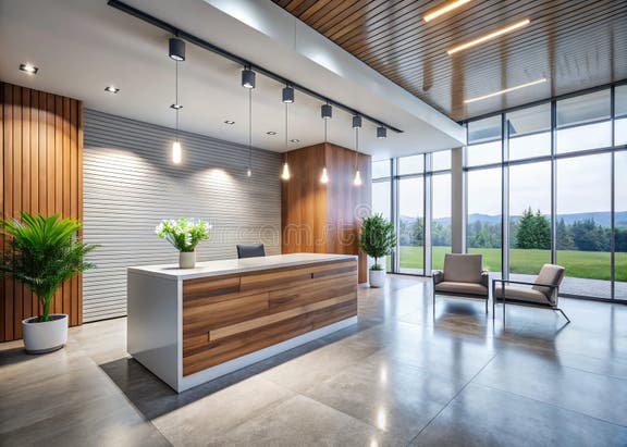 Modern Office Reception Area a Striking Blend of Sleek Design Natural ...
