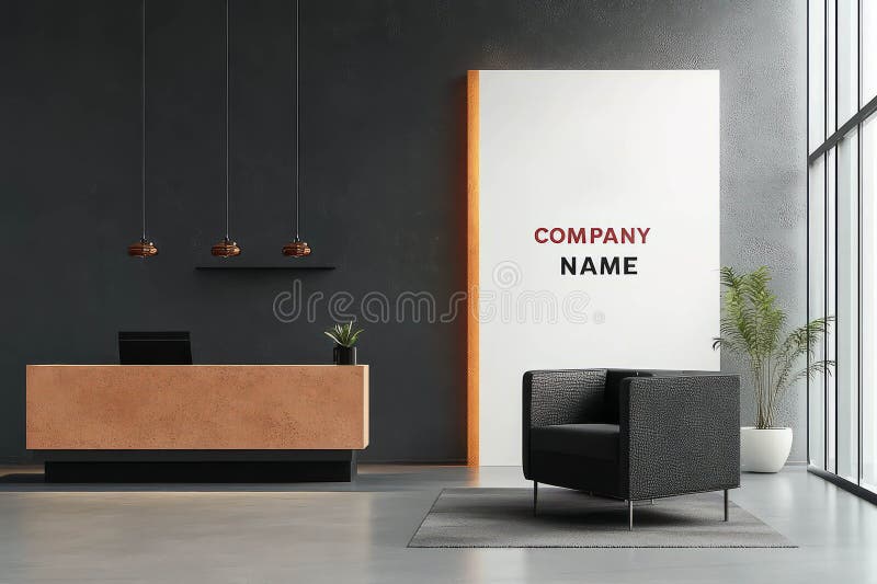Modern Office Reception Area with Stylish Furniture and Decor Stock ...