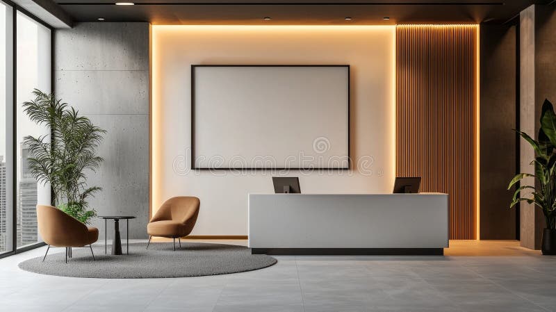 Modern Office Reception Frame Mockup for Corporate Branding Stock ...