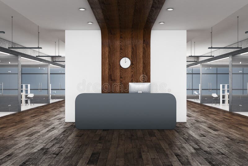 Modern Office Reception Front Stock Illustration - Illustration of ...
