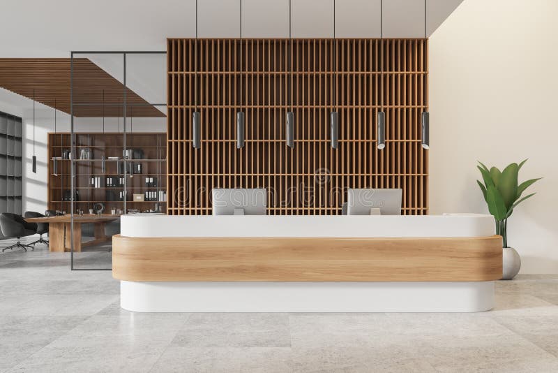 Modern Office Reception with Details, Minimalistic Design, Bright ...
