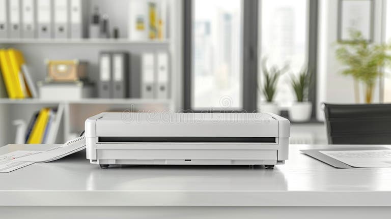Modern Office Scanner on Bright and Spacious Desk in Contemporary ...