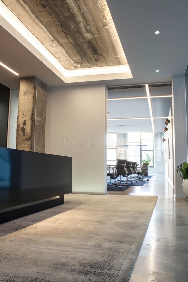 Modern Office Scene Featuring a Large Blank Area for Text. Stock ...