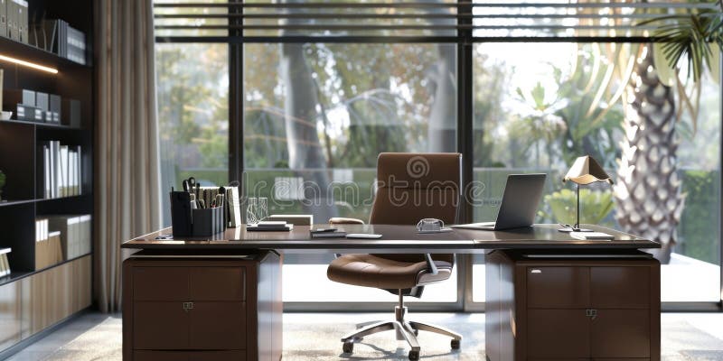 Modern Office Scene with Sleek Business Items. Stock Illustration ...