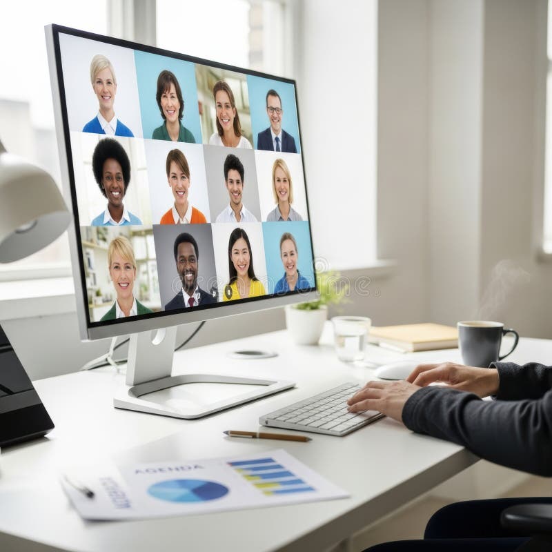 Virtual Meeting or Online Conference Stock Illustration - Illustration ...