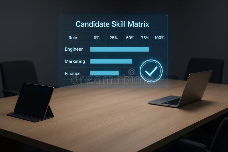 A Modern Office Setting Showcasing a Candidate Skill Matrix Displayed ...