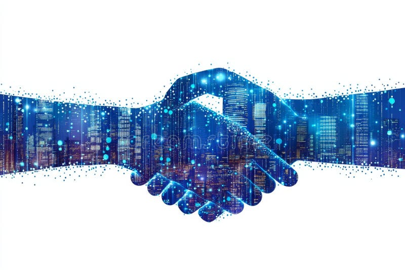 In a Modern Office Setting, Two Individuals are Shaking Hands ...