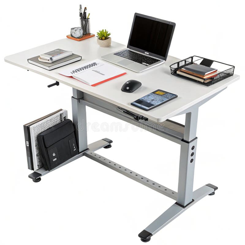 Modern Office Setup with an Adjustable Desk Isolated on Transparent ...