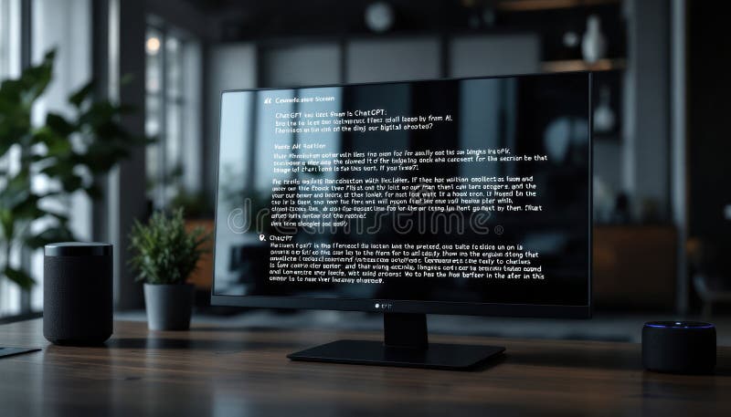 Modern Office Setup Computer Monitor Smart Speakers Stock Photos - Free ...