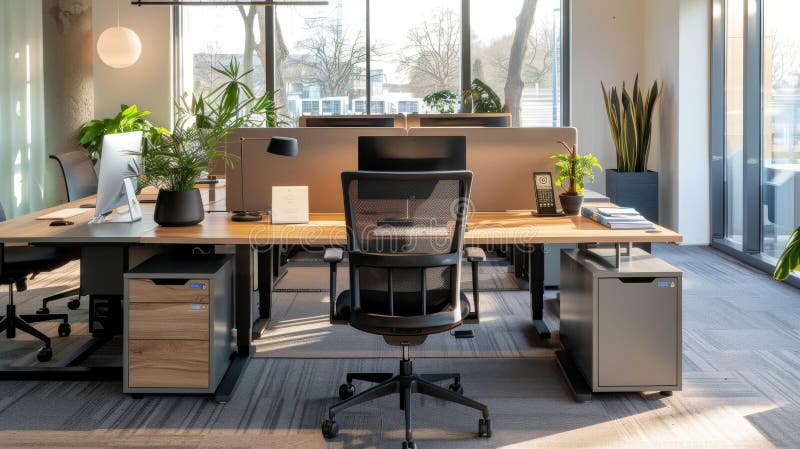 Modern Office Setup Featuring a Clean Layout Pattern. Stock ...