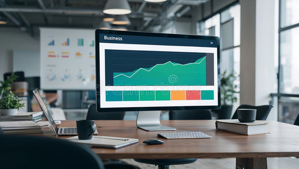 Digital Dashboard with Business Success Indicators and Growth Charts ...