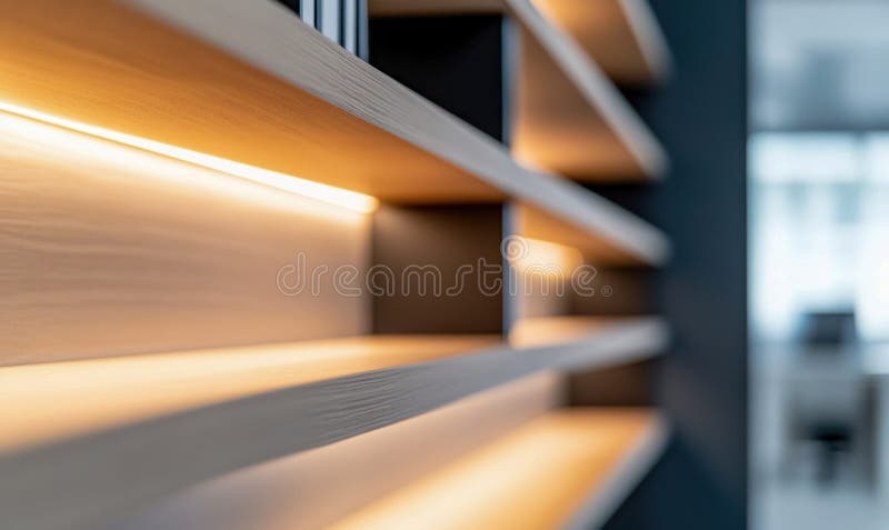 Modern Office Shelf with Integrated Lighting Stock Illustration ...