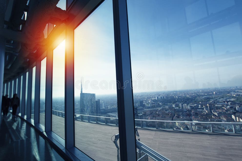 Modern Office in a Skyscraper during Sundown Stock Photo - Image of ...