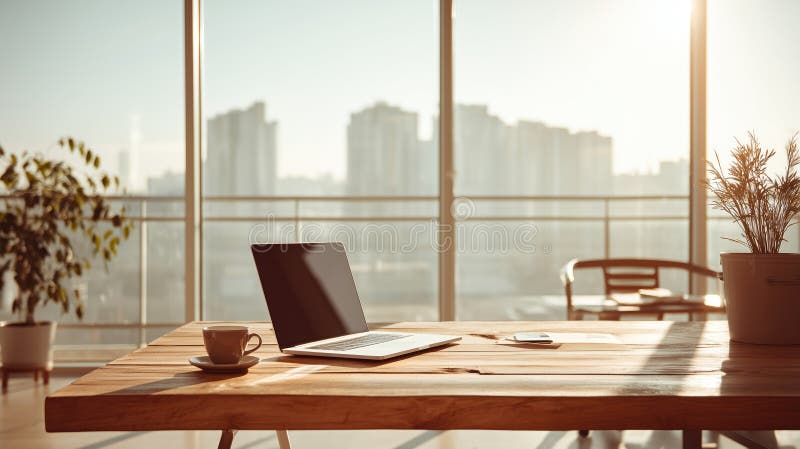 Morning Office Calm with Cup of Espresso Stock Image - Image of ...