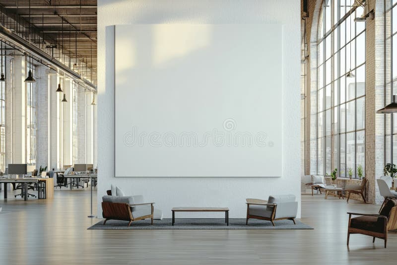 Modern Office Space with Blank Canvas Urban Setting Interior Design ...