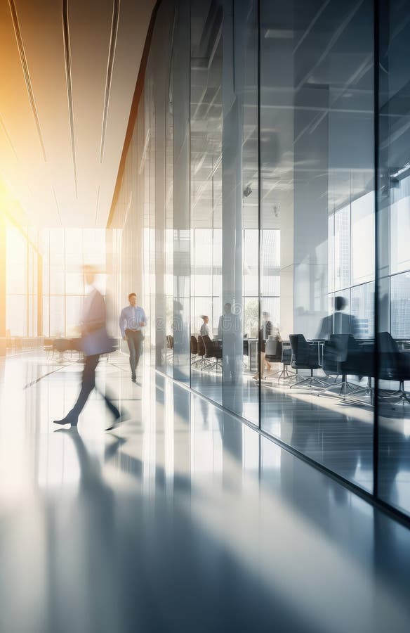 Modern Office Space with Businessman in Motion, Blurred Effect with ...