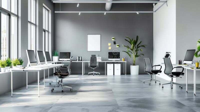 Modern Office Space with Bustling Cityscape View Stock Photo - Image of ...