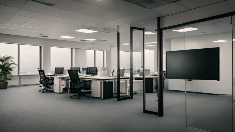 Modern Office Space with City View Stock Video - Video of design ...
