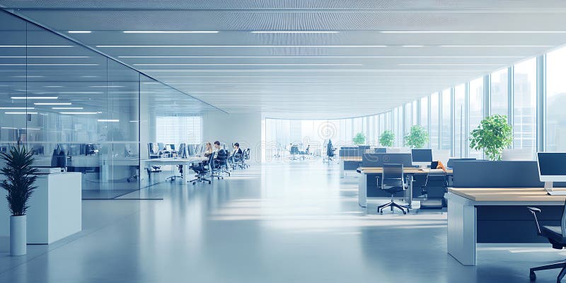 Modern Office Space Clean Design and Collaborative Workspace Stock ...