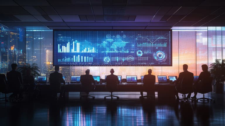 Modern Office Space with Data Analysts Analyzing Digital Dashboard ...