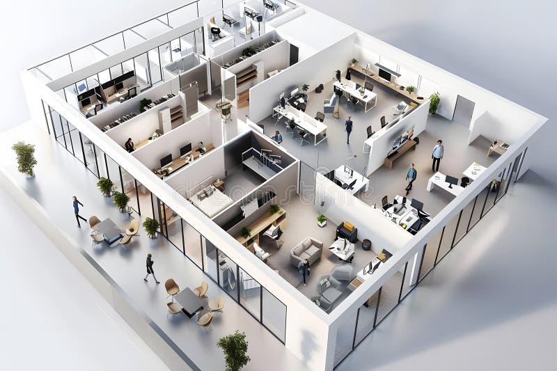 Modern Office Space Design, an Aerial View of a Contemporary Workspace ...