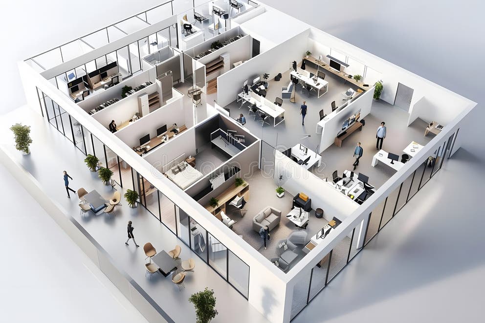Modern Office Space Design, an Aerial View of a Contemporary Workspace ...