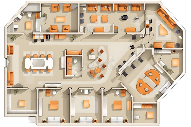 Modern Office Space Design, Detailed Floor Plan Illustrates Efficient ...