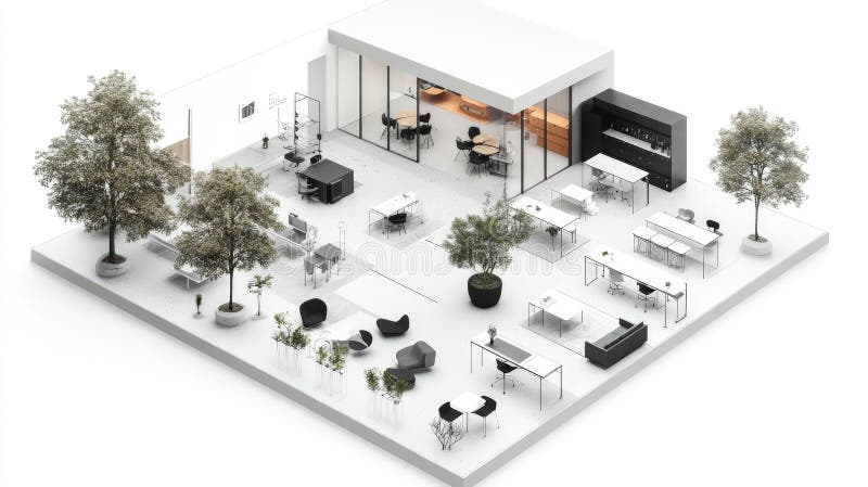 Modern Office Space Design: Innovative Workspace Layout with Greenery ...