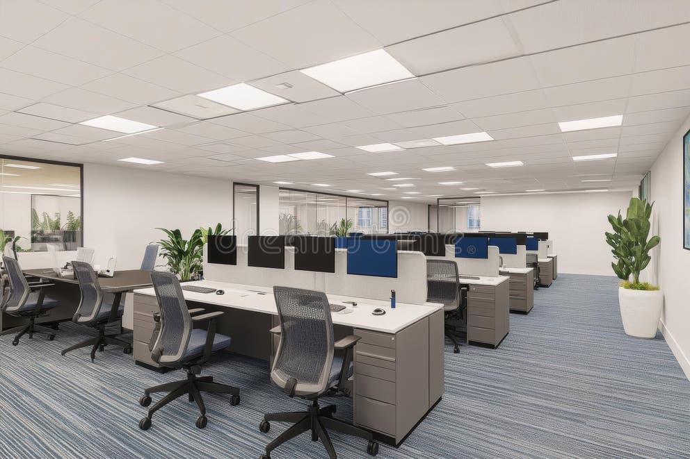 Modern Office Space Design Showcases Workstations and Interior Decor ...