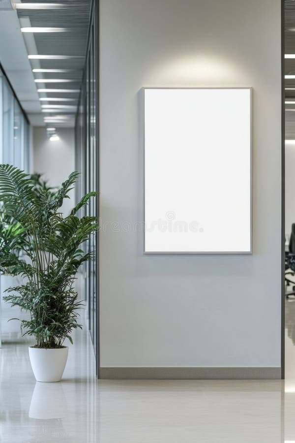 Modern Office Space with Empty Wall and Potted Plant Stock Image ...